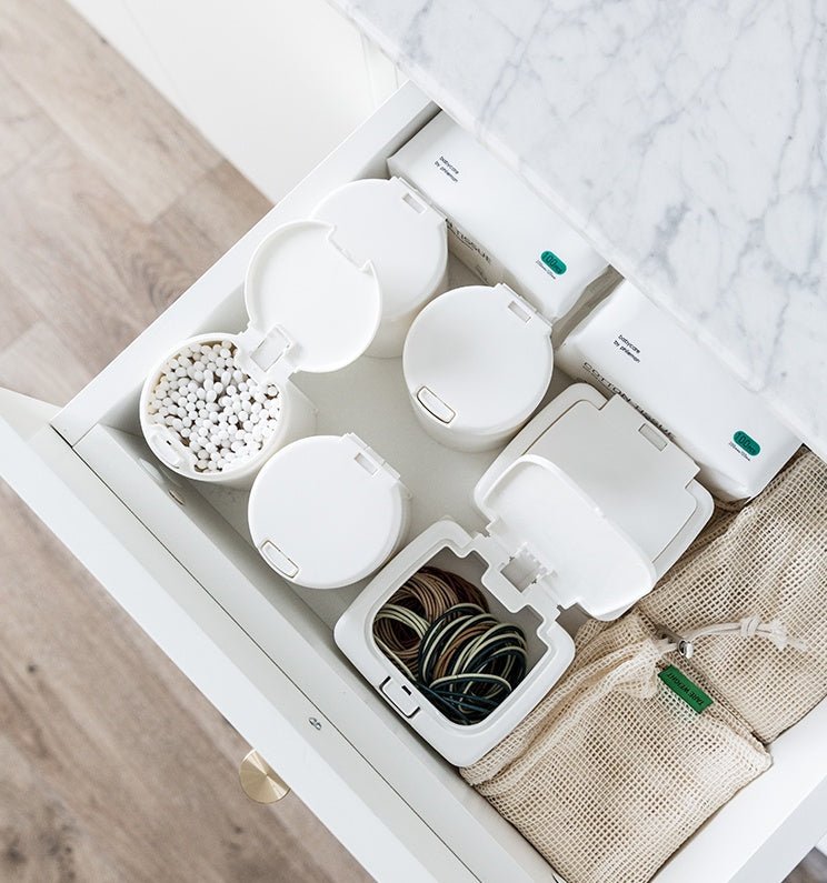 Push-Button Storage Box Desktop Drawer Debris Makeup Remover Cotton Sw ...